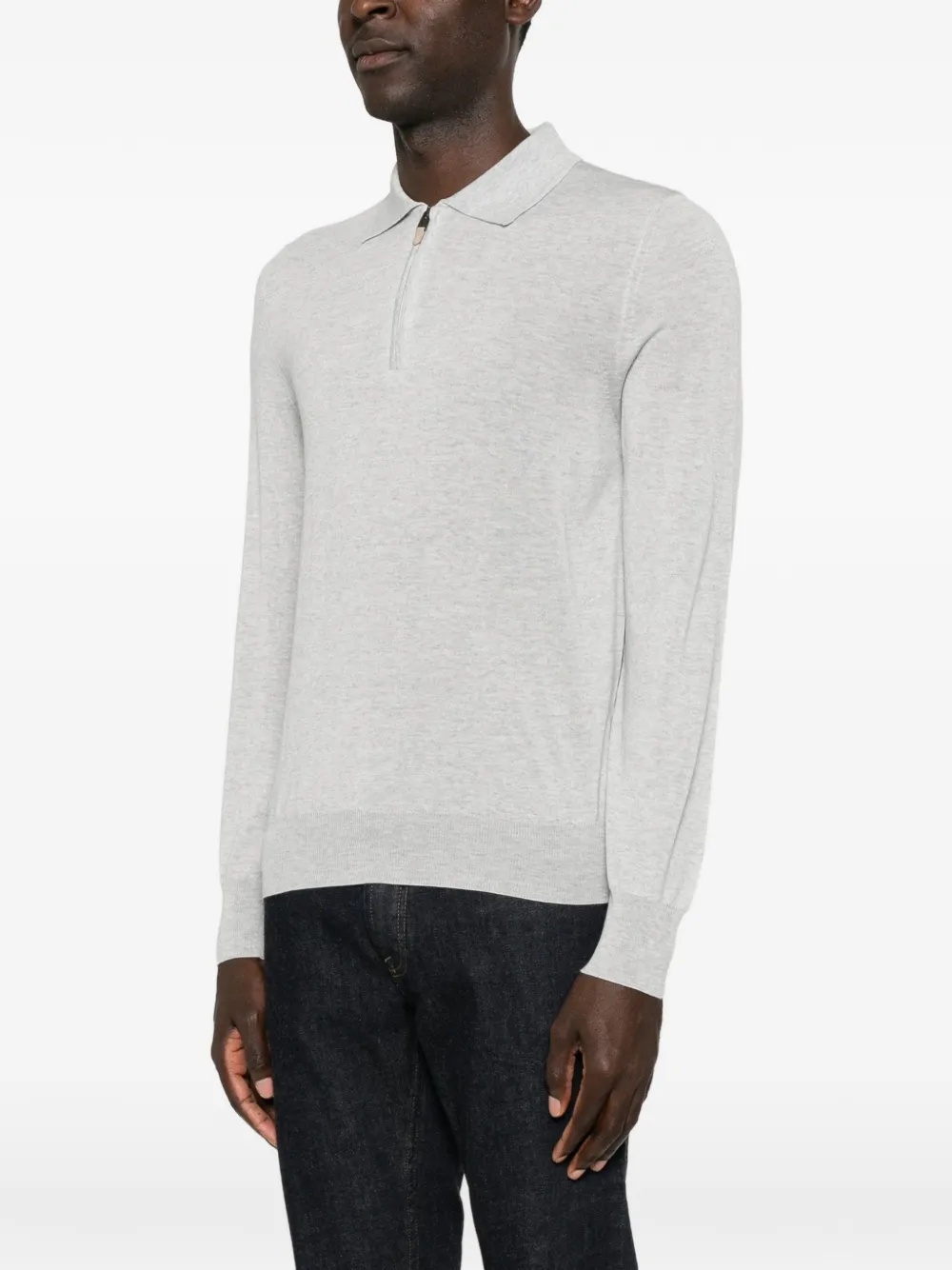 CANALI ハーフジップ ニットポロシャツ
